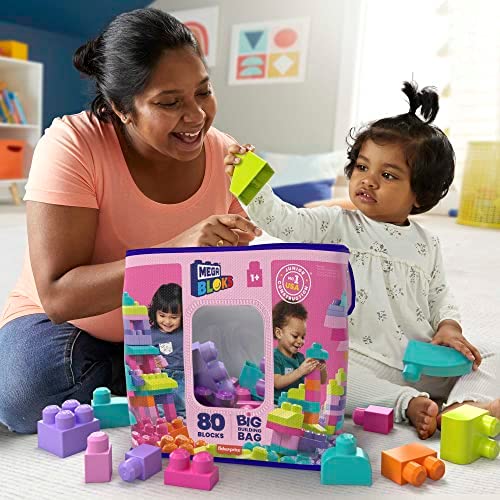 MEGA Bloks Juego de Construcciones 80 Piezas con Bolsa Ecológica Rosa ...