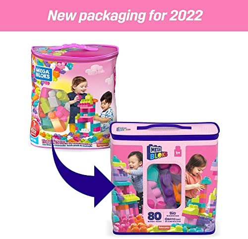 MEGA Bloks Juego de Construcciones 80 Piezas con Bolsa Ecológica Rosa ...