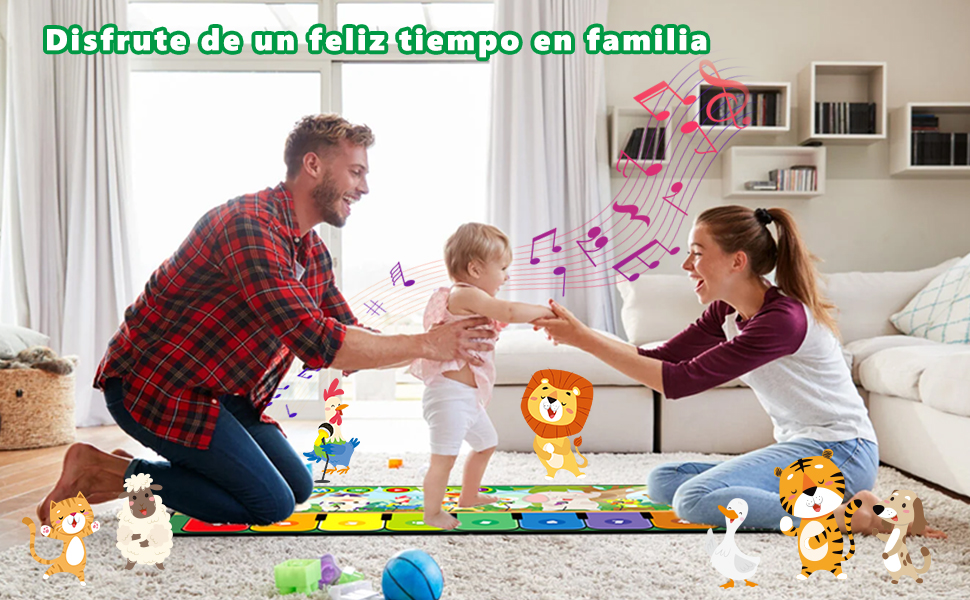 Rodzon Alfombra Musical Piano Bebe con 10 Animales,Juguetes niños 1 2 3 ...
